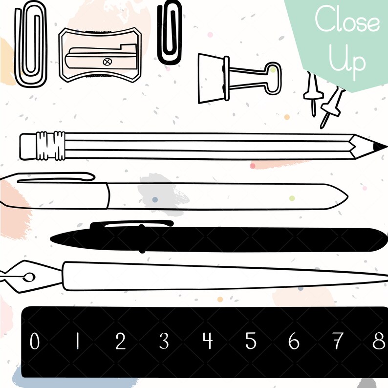 School Supplies Doodles Hand Drawn Stationary Clip art | Etsy