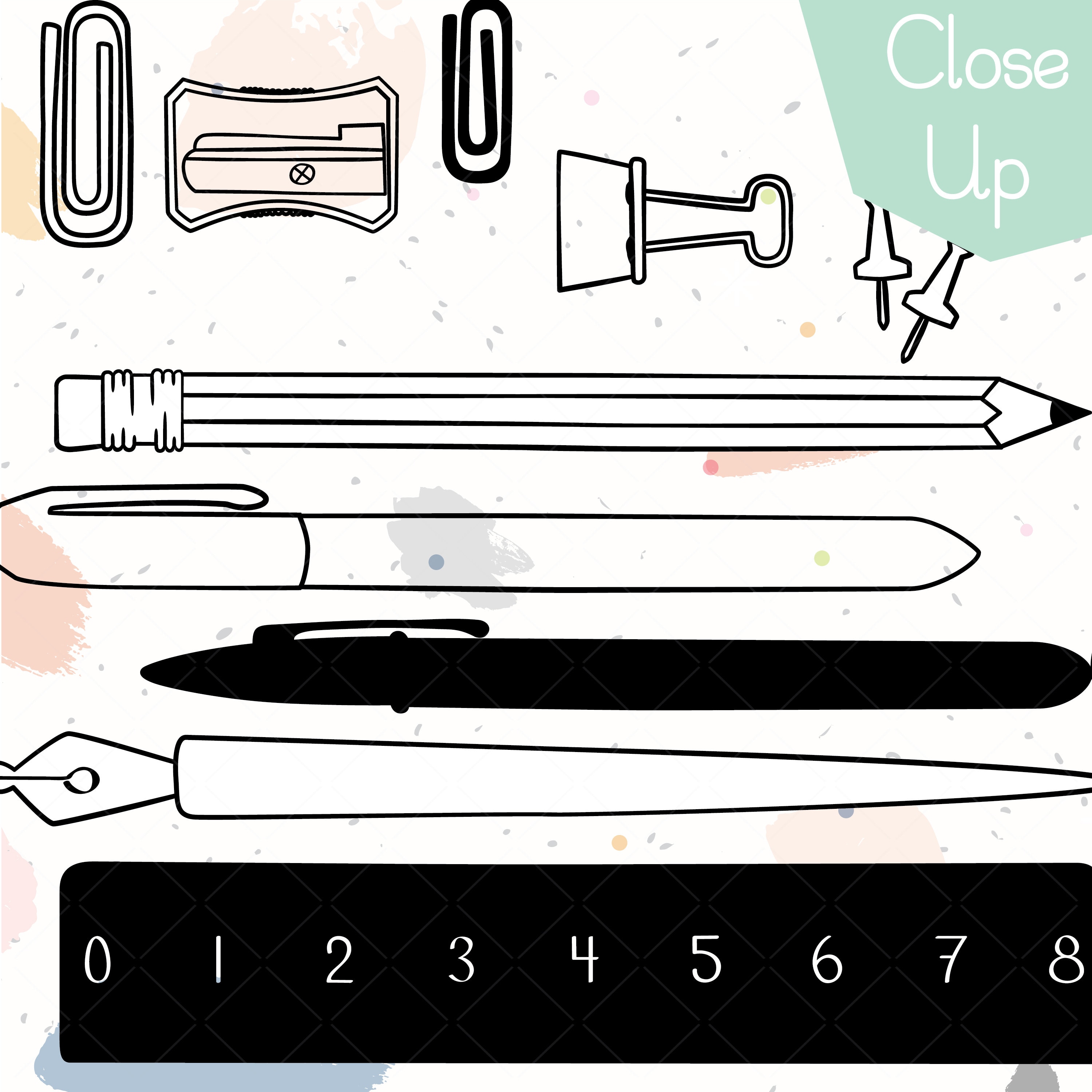 School Supplies Doodles Hand Drawn Stationary Clip Art - Etsy