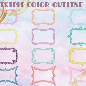 Colored Fancy Rectangular Frames Hand Drawn Border Clip Art | Etsy