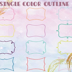 Colored Fancy Rectangular Frames Hand Drawn Border Clip Art | Etsy