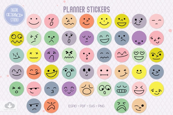 Planner Stickers Emotions DIY Digital & Printable Kawaii - Etsy