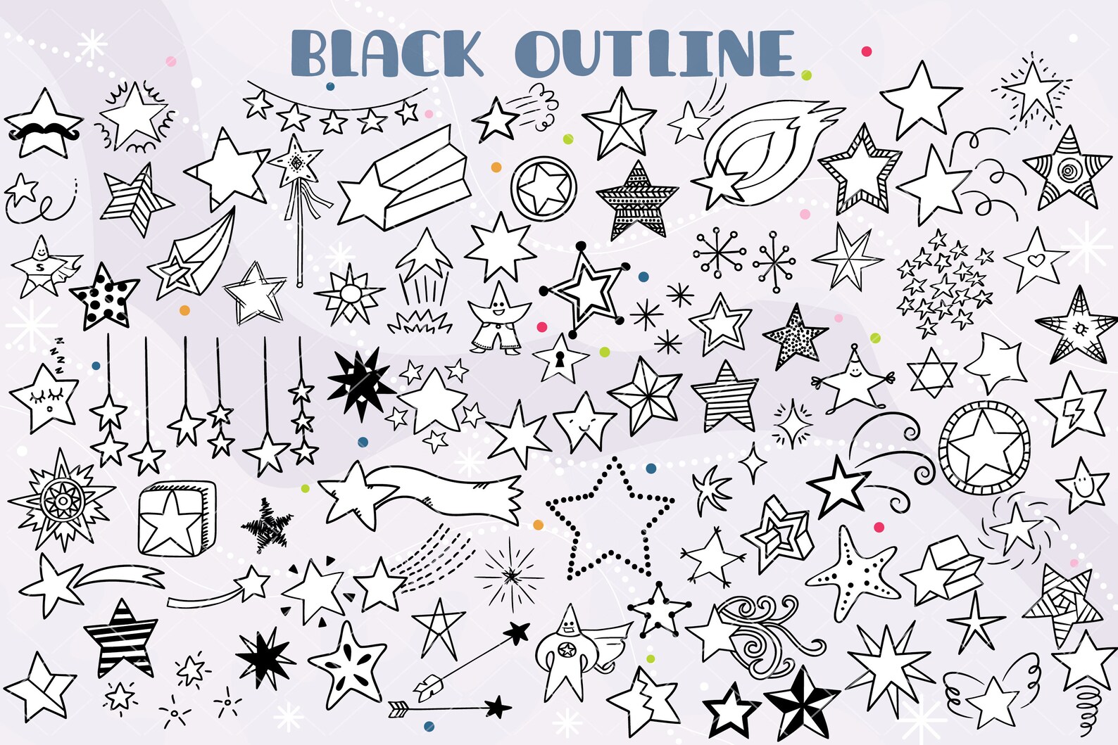 Star Doodles Hand Drawn Graphic Constellation Shooting - Etsy