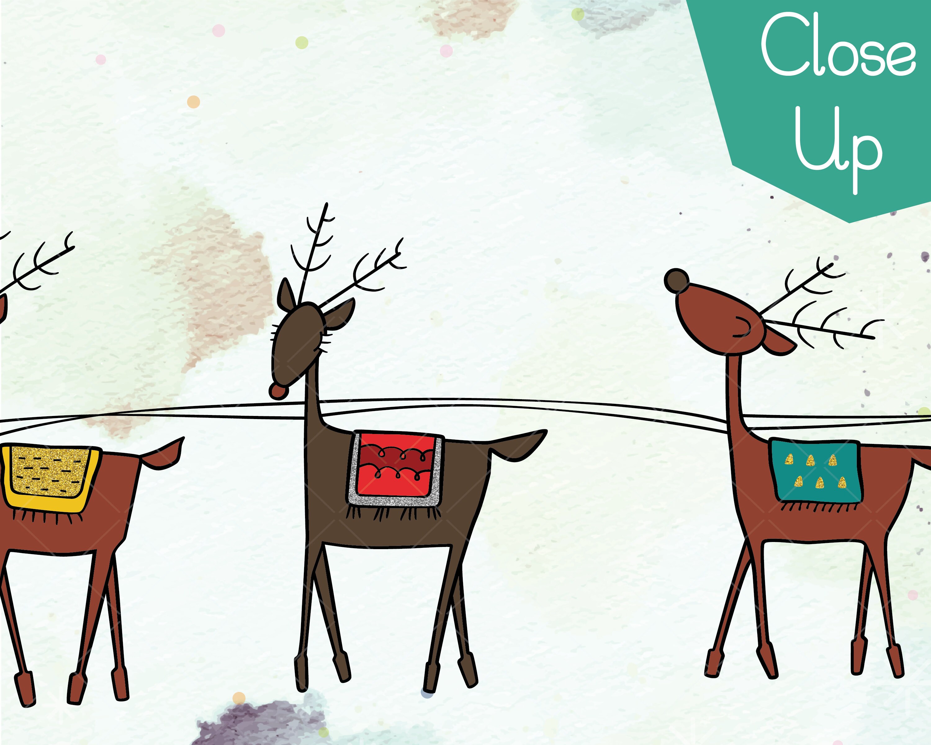 Santa Claus Sleigh & Rudolf Reindeer Colored Clip Art Hand - Etsy Canada