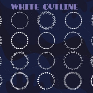 20 Wreaths Hand Drawn Graphic White Lines Frames Floral Borders Outline ...