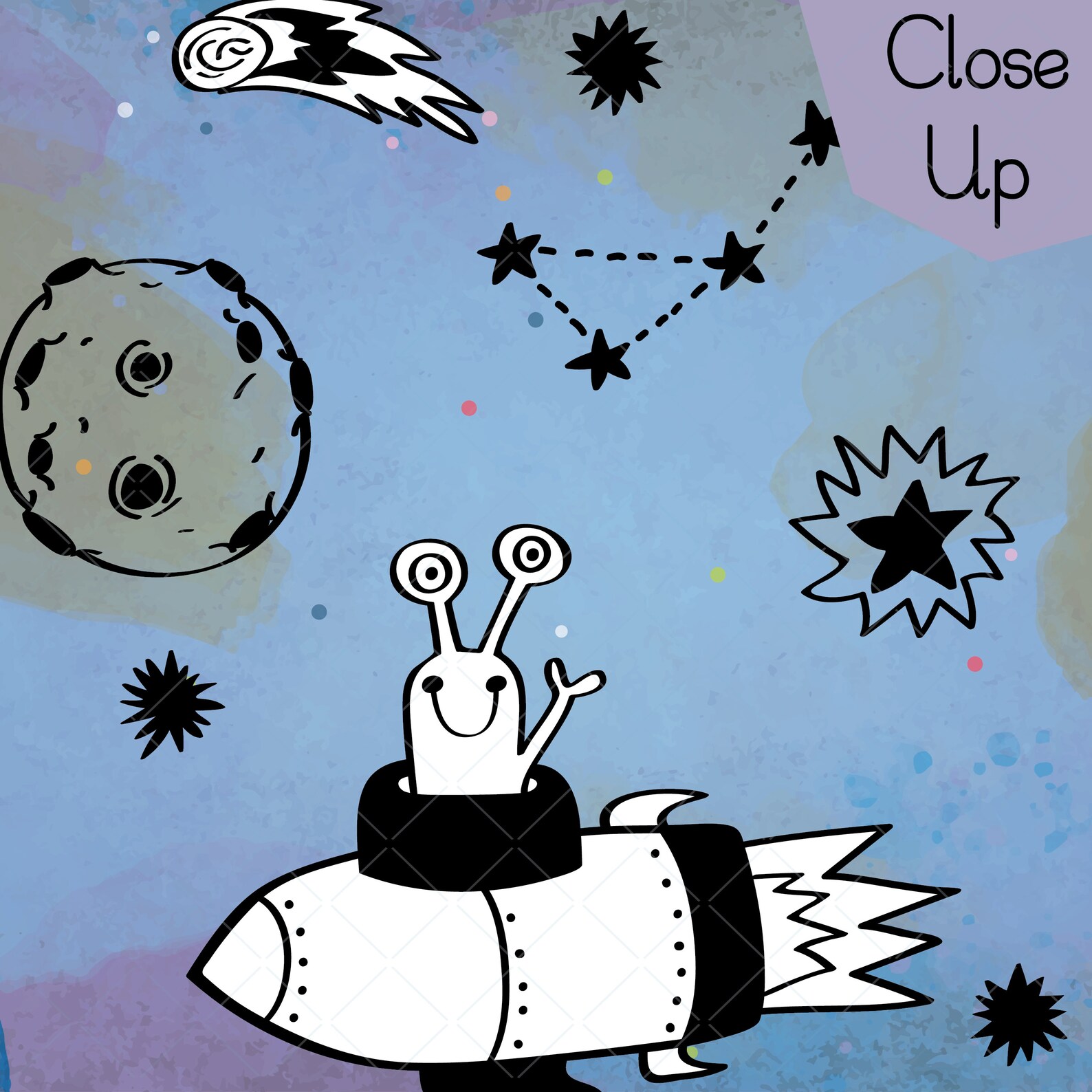 Outer Space Hand Drawn Graphics Planets Astronauts and - Etsy Canada