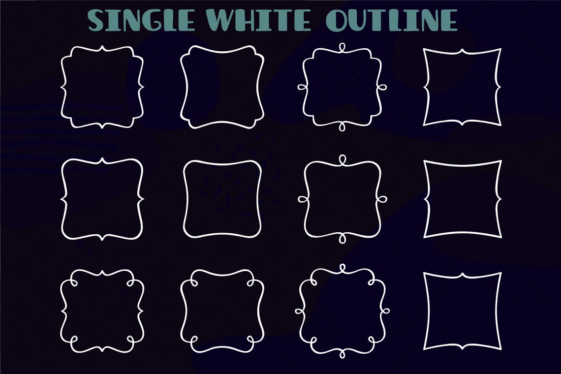 White Fancy Square Frames Hand Drawn Border Clip Art Retro | Etsy