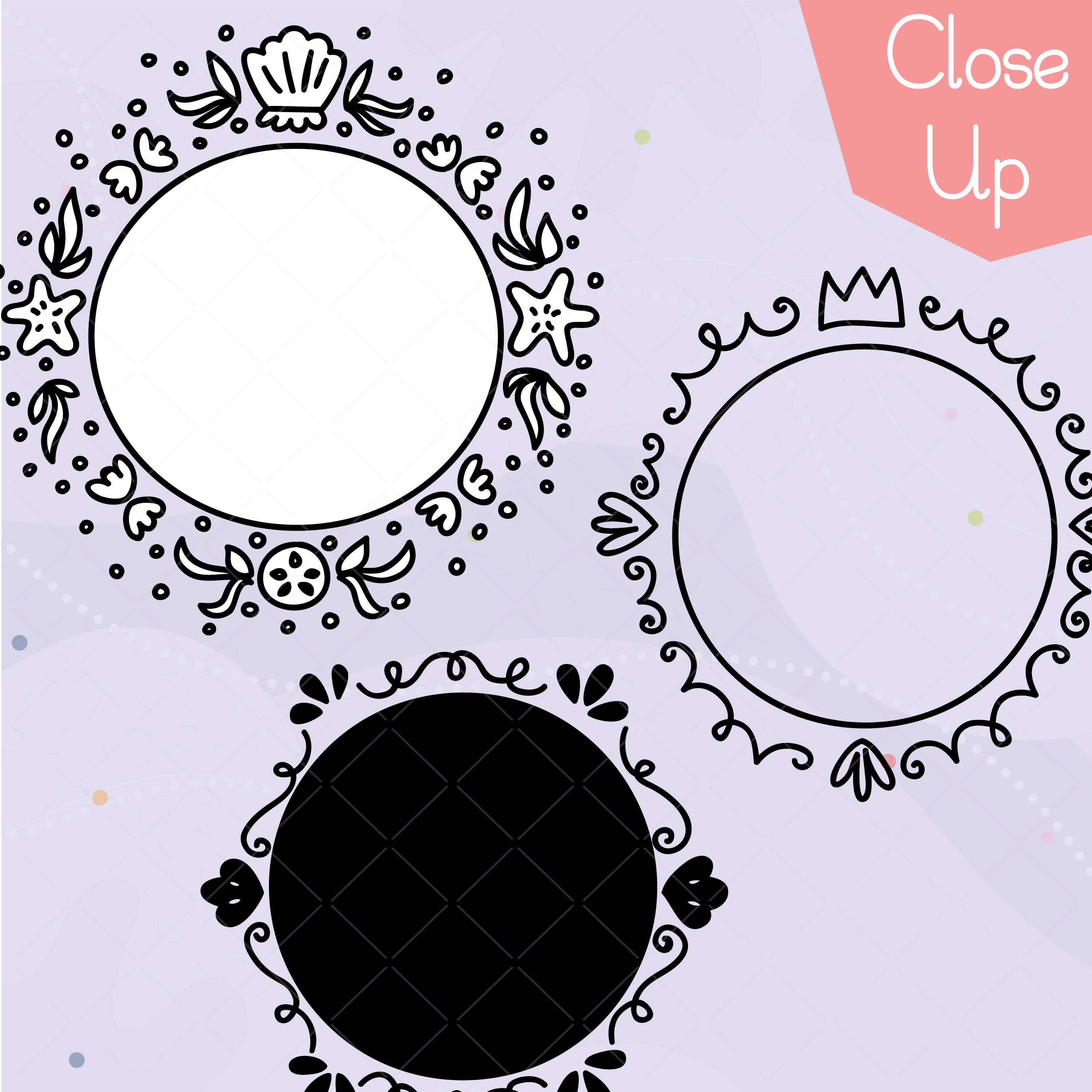 Circle Doodle Frames Hand Drawn Floral Border & Decorative - Etsy