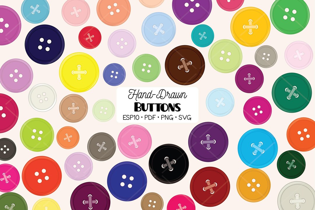 Rainbow Buttons Clip Art: Sewing Illustration Graphics (png Eps Pdf Svg ...