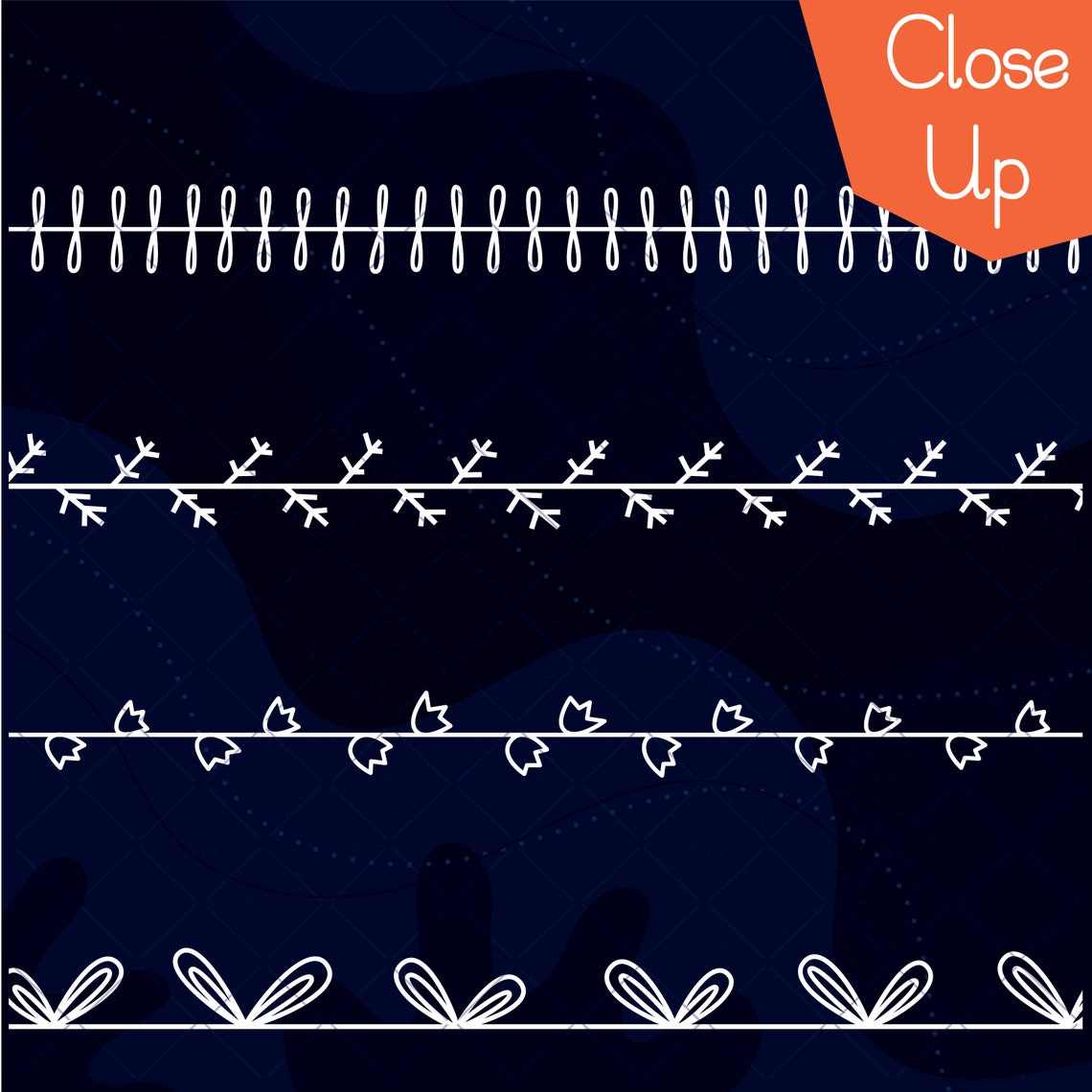 12 Seamless Borders Hand Drawn Graphic White Lines | Etsy