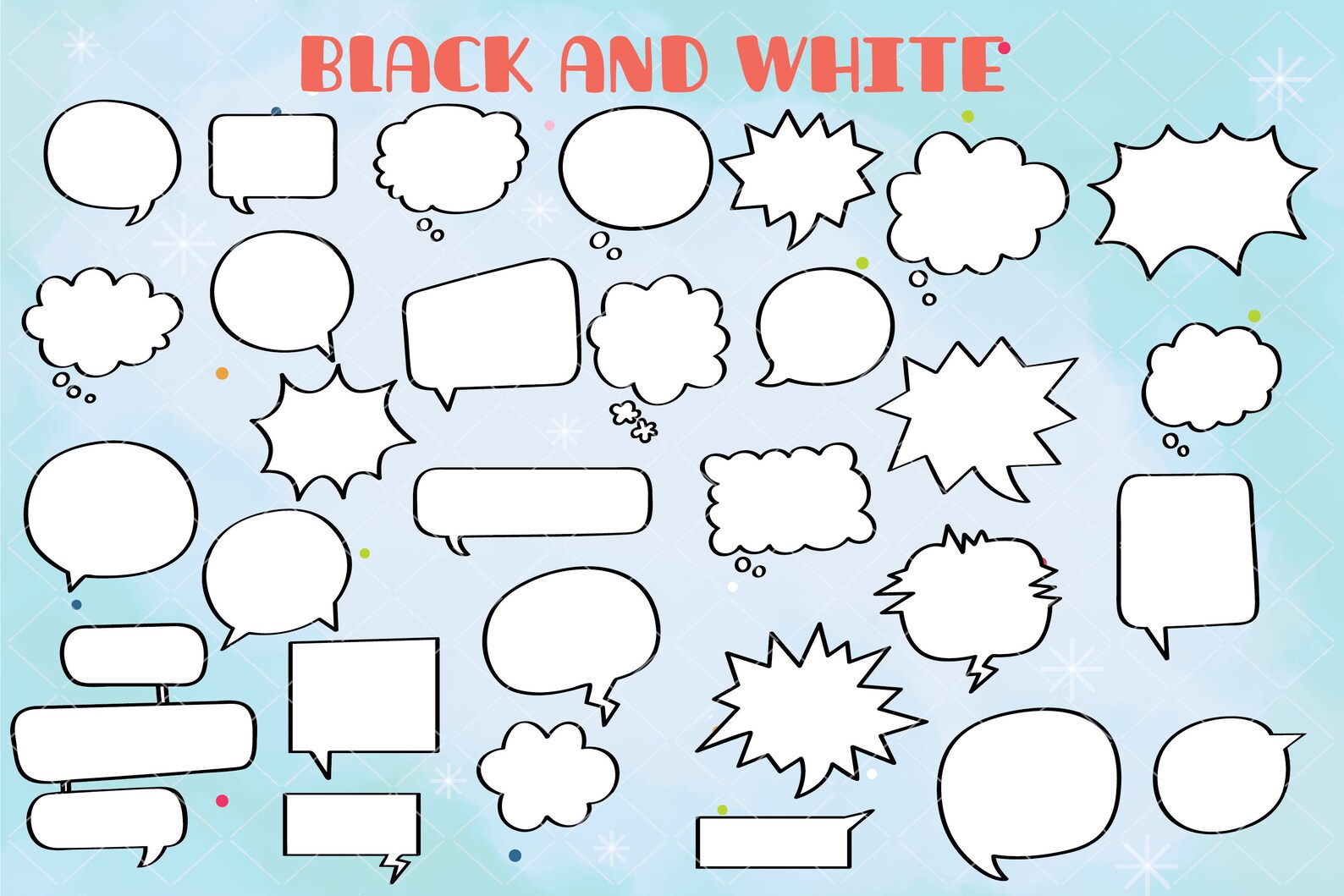 Speech Bubbles Hand Drawn Graphic Comic Book Thinking Cloud - Etsy ...