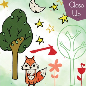 Camping Colored Doodles Hand Drawn Vintage Trailer & Outdoor Clip Art ...