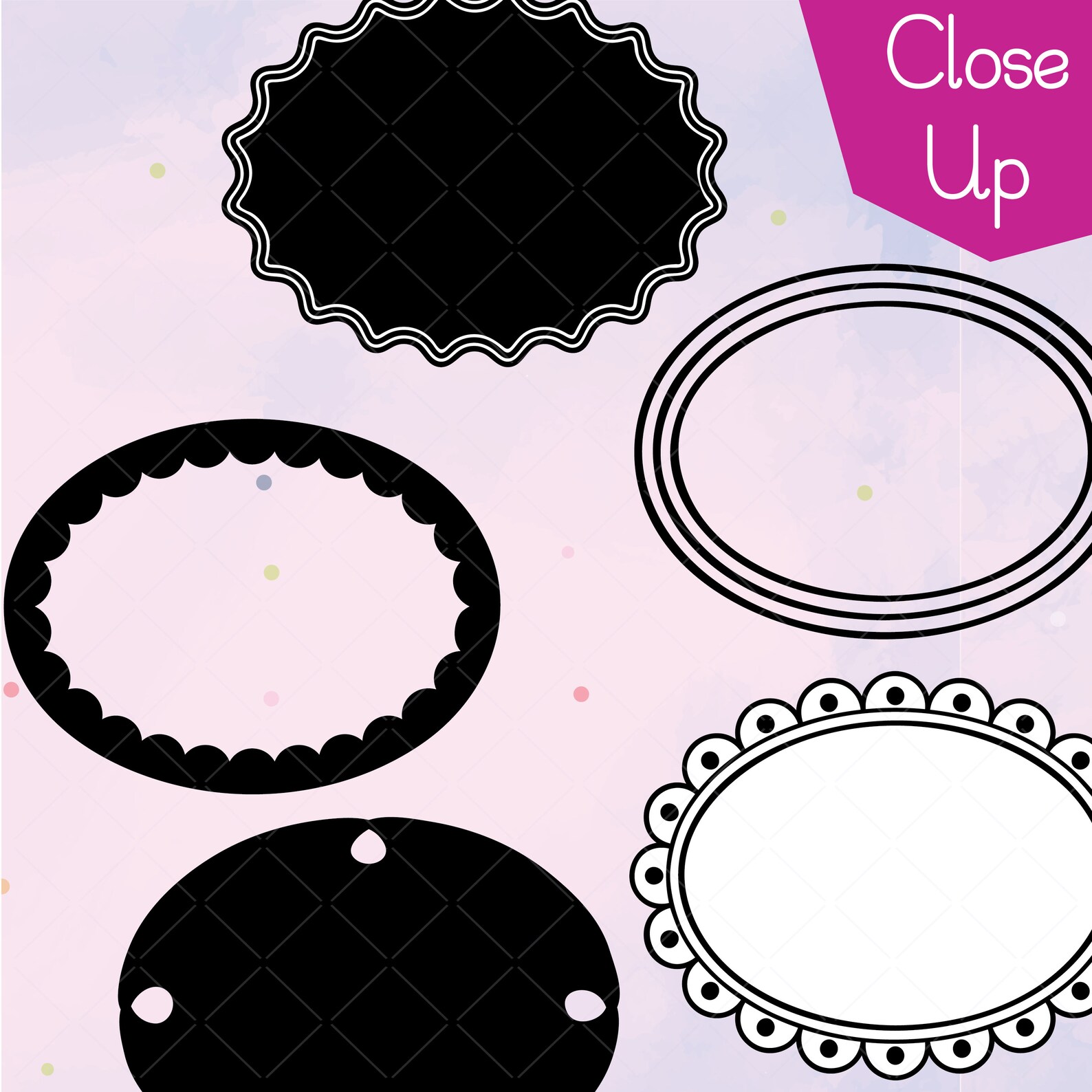 Oval Frames Hand Drawn Border Decorative Labels Outline - Etsy