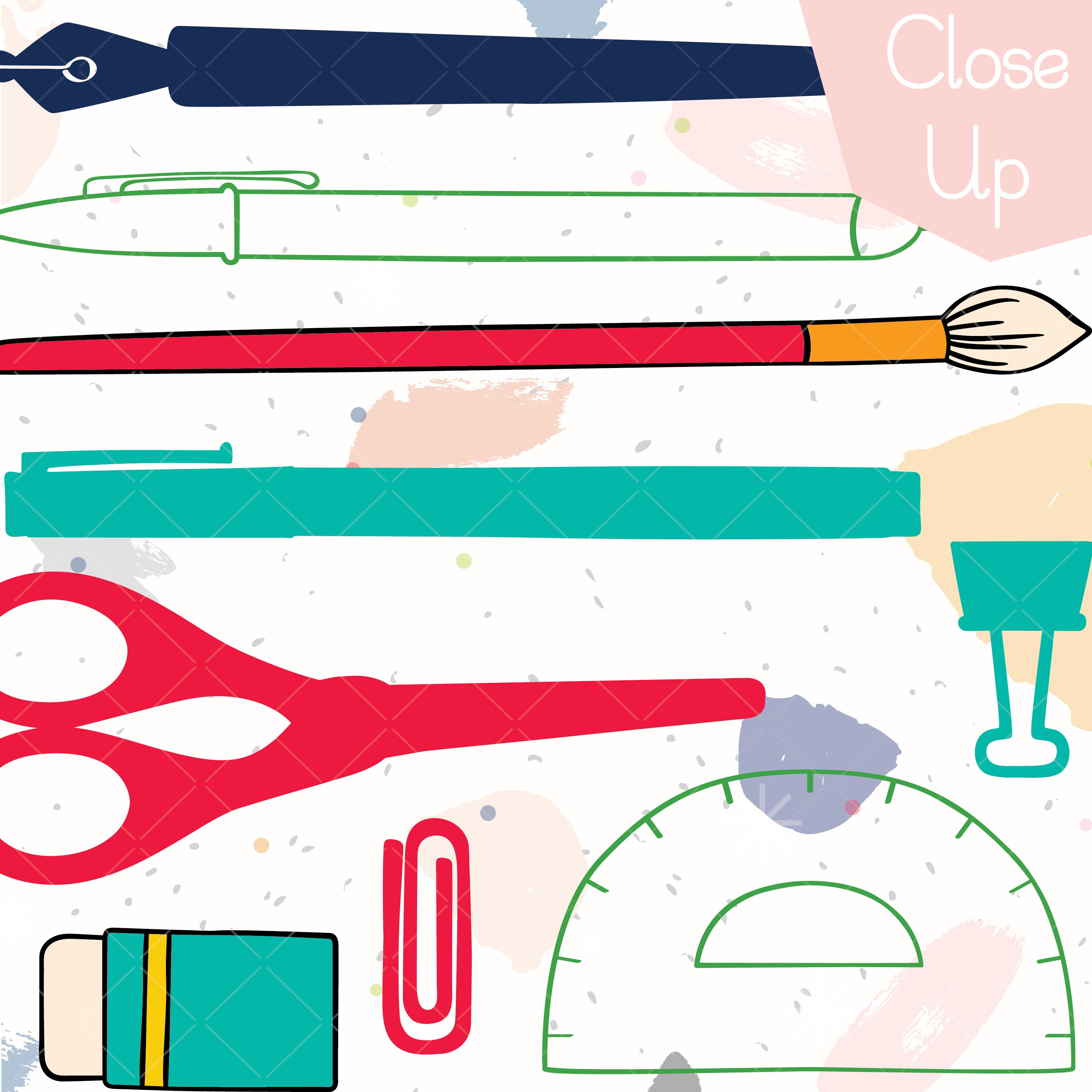 School Supplies Colored Doodles Hand Drawn Stationary Clip | Etsy