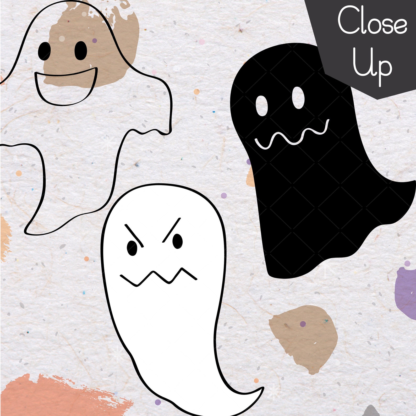 Ghosts Clip Art Hand Drawn Halloween Outline Drawing Cute - Etsy Canada