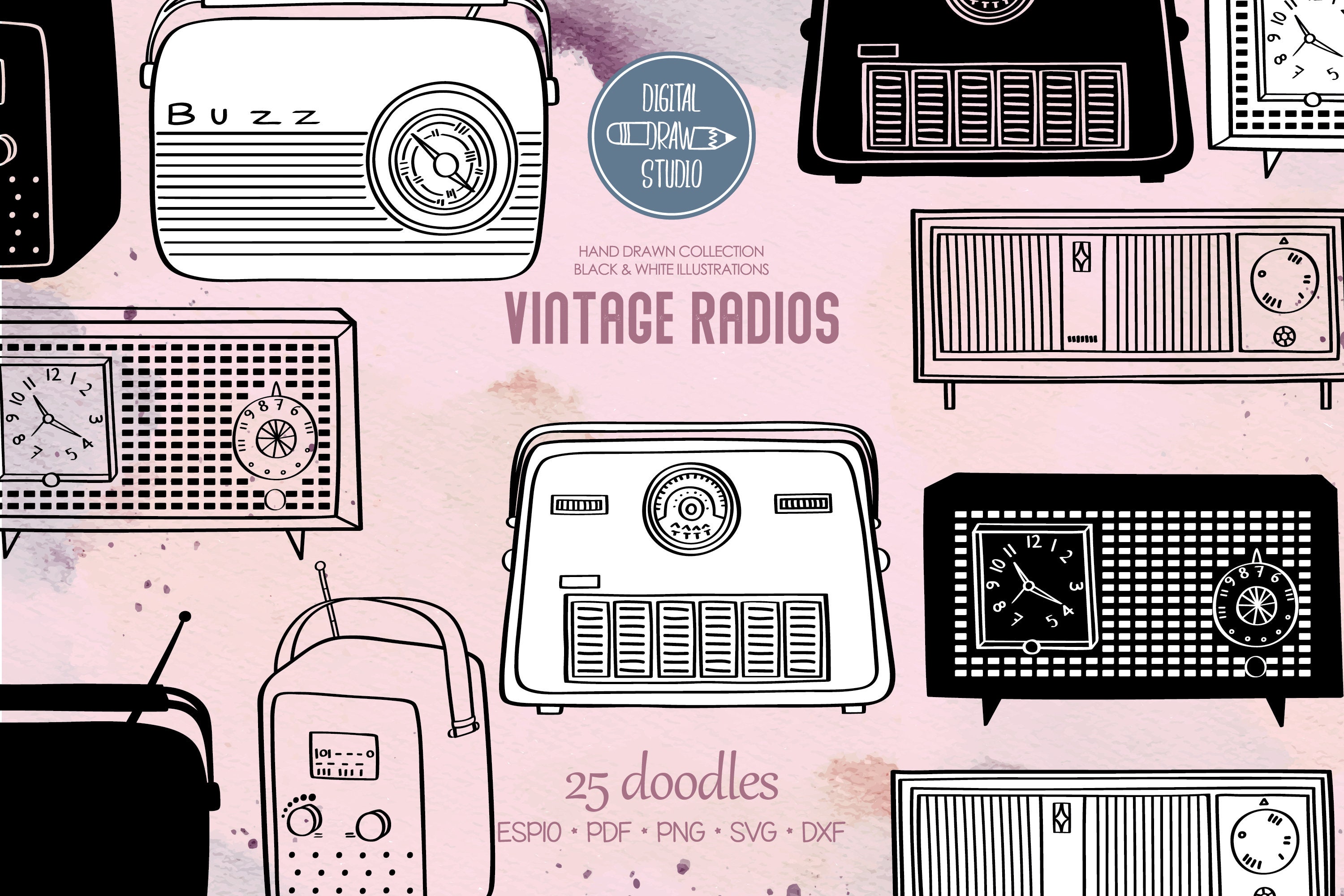 Png Eps Pdf Svg Illustration Vintage Radios SVG Bundle 15 designs Old ...