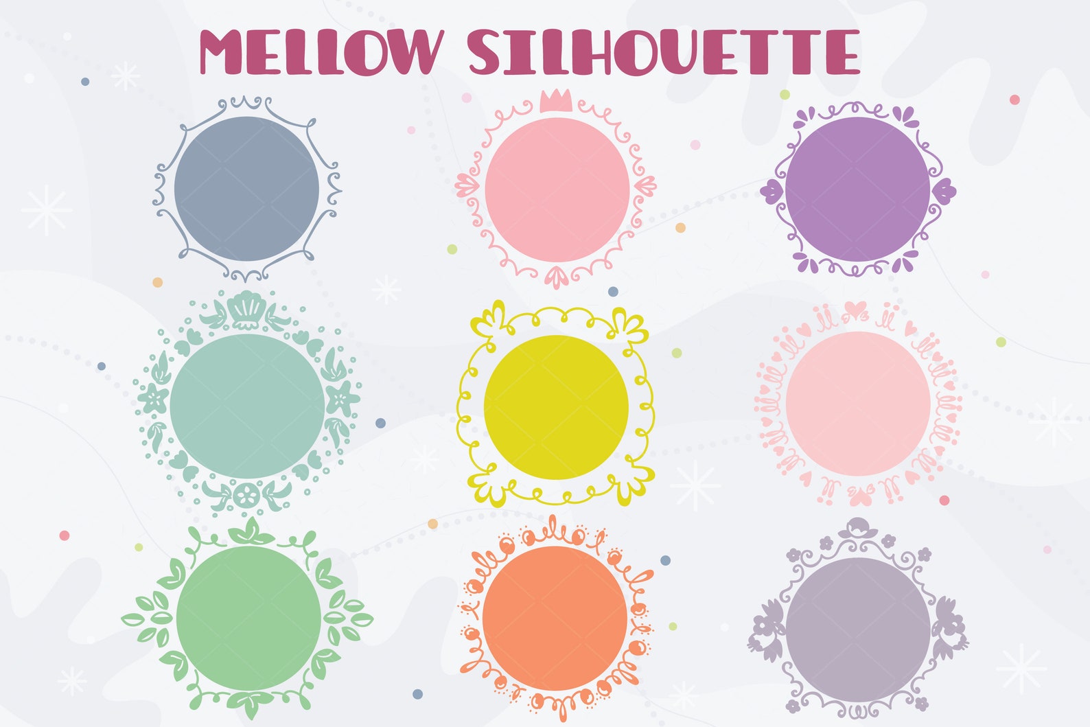 Colored Circle Doodle Frames Hand Drawn Floral Border & - Etsy