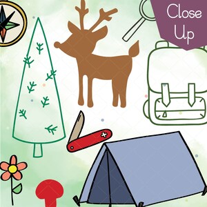 Camping Colored Doodles Hand Drawn Vintage Trailer & Outdoor Clip Art ...