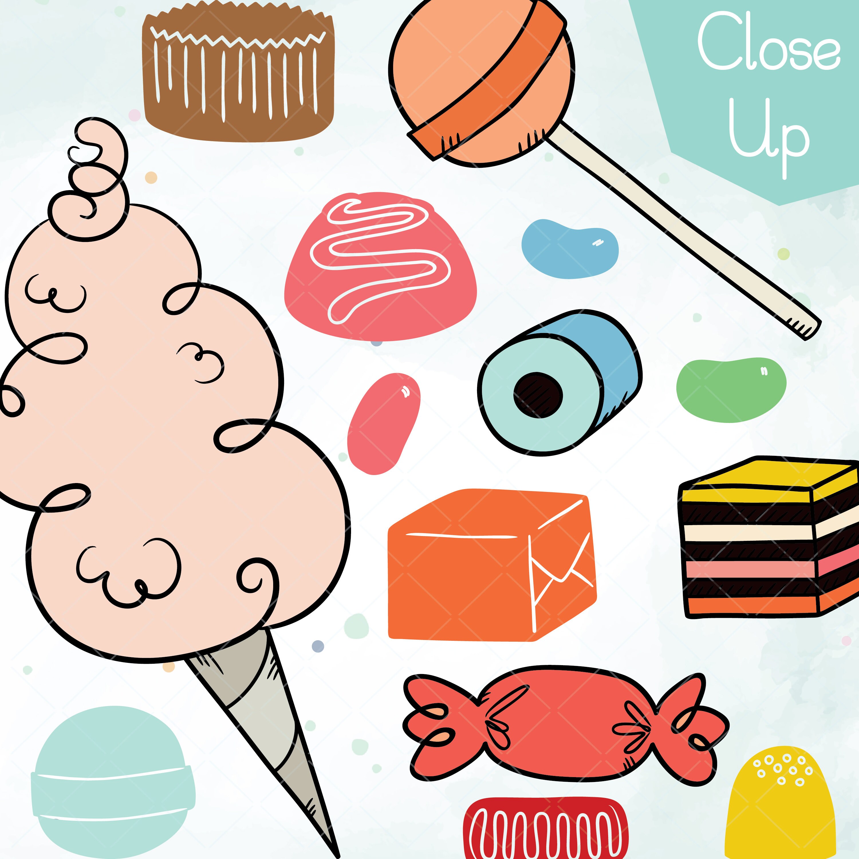 Candies Hand Drawn Graphic Colorful Lollipop Chocolate - Etsy Canada