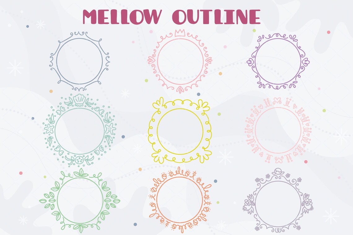 Colored Circle Doodle Frames Hand Drawn Floral Border & - Etsy