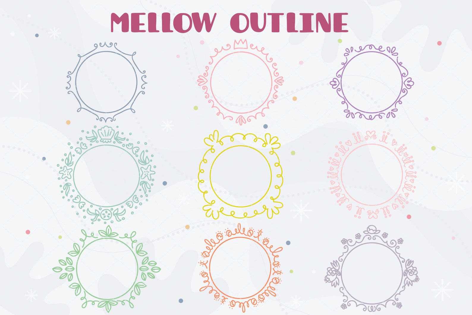 Colored Circle Doodle Frames Hand Drawn Floral Border & - Etsy