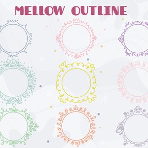 Colored Circle Doodle Frames Hand Drawn Floral Border & - Etsy