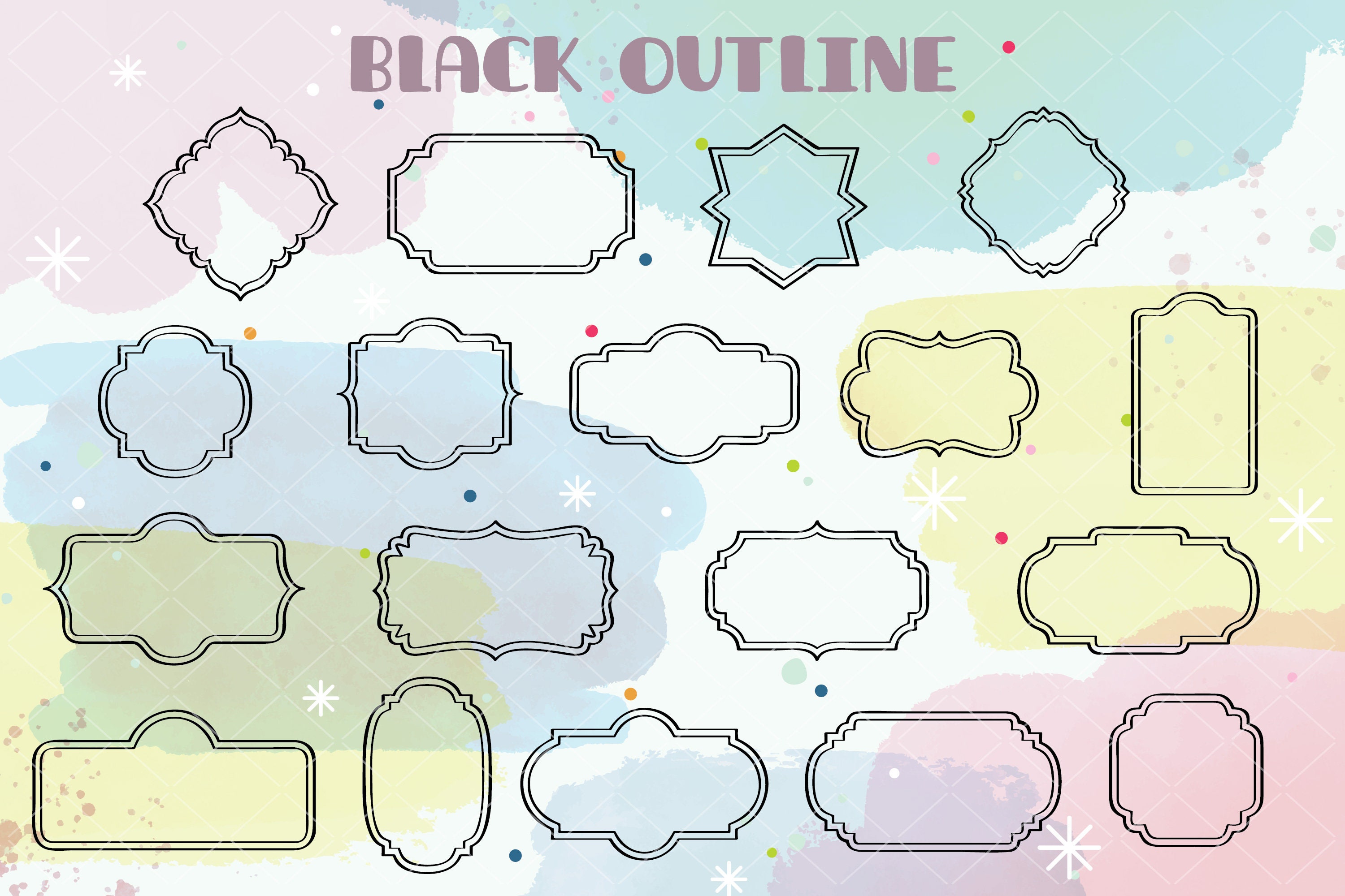 Vintage Double Line Frames Hand Drawn Graphic Border Outline | Etsy