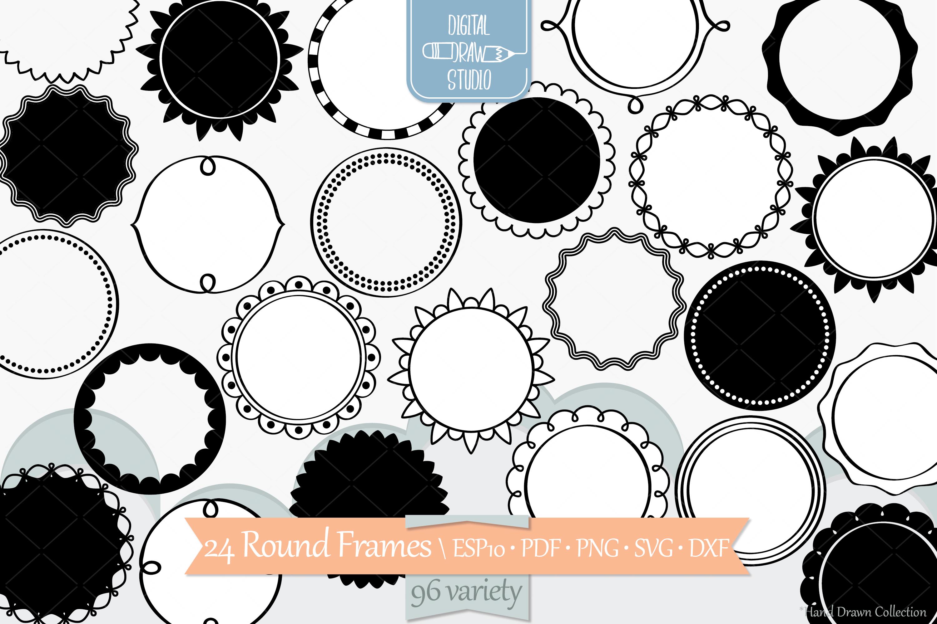 Round Frames | Hand Drawn Circle Border + Decorative Label Outline ...