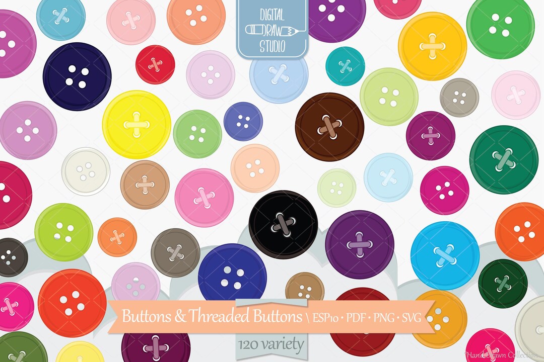 Colored Buttons Clip Art Rainbow Round Button Vector Graphics Sewing ...