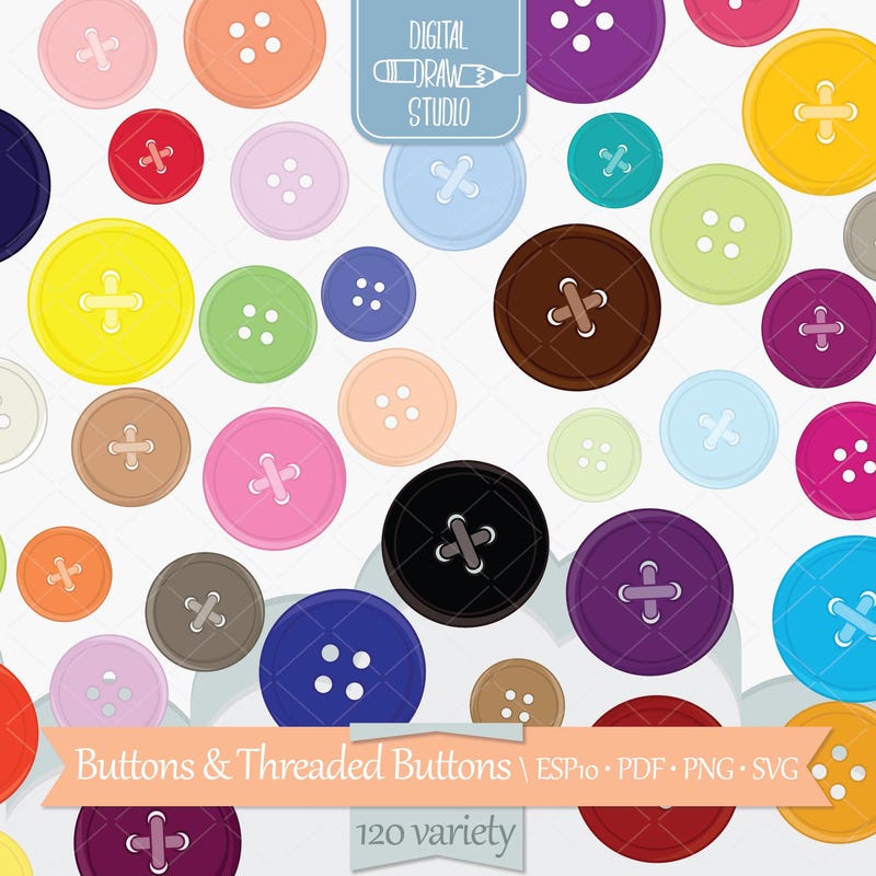 Buttons Clip Art - Etsy