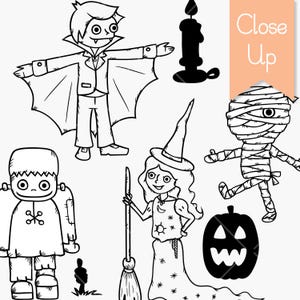 Halloween Doodles Hand Drawn Spooky Ghost Clip Art Pumpkin & Monsters ...