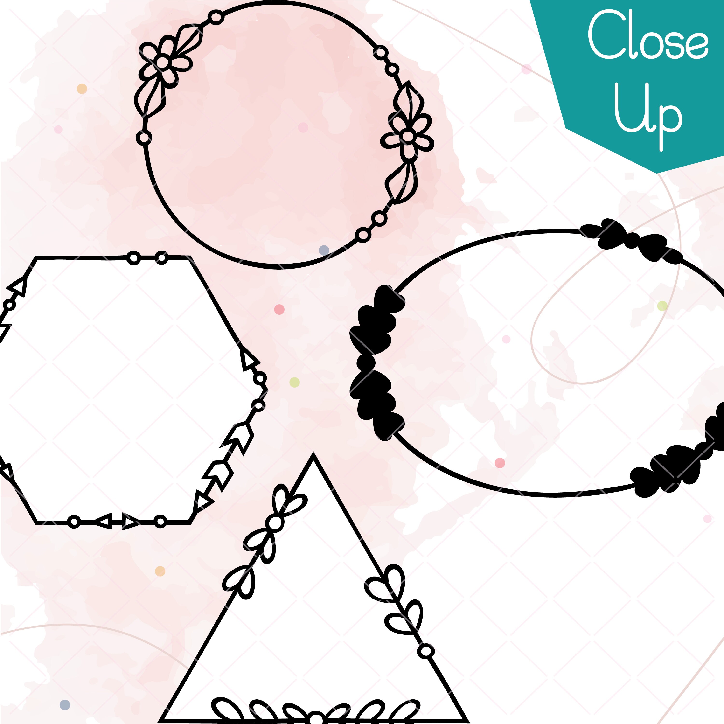 Geometric Frames Hand Drawn Border Decorative Shapes | Etsy