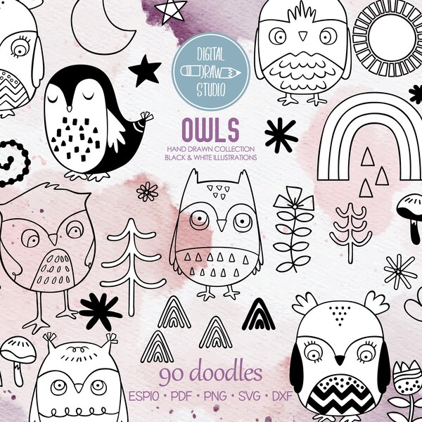 Owl Doodle - Etsy