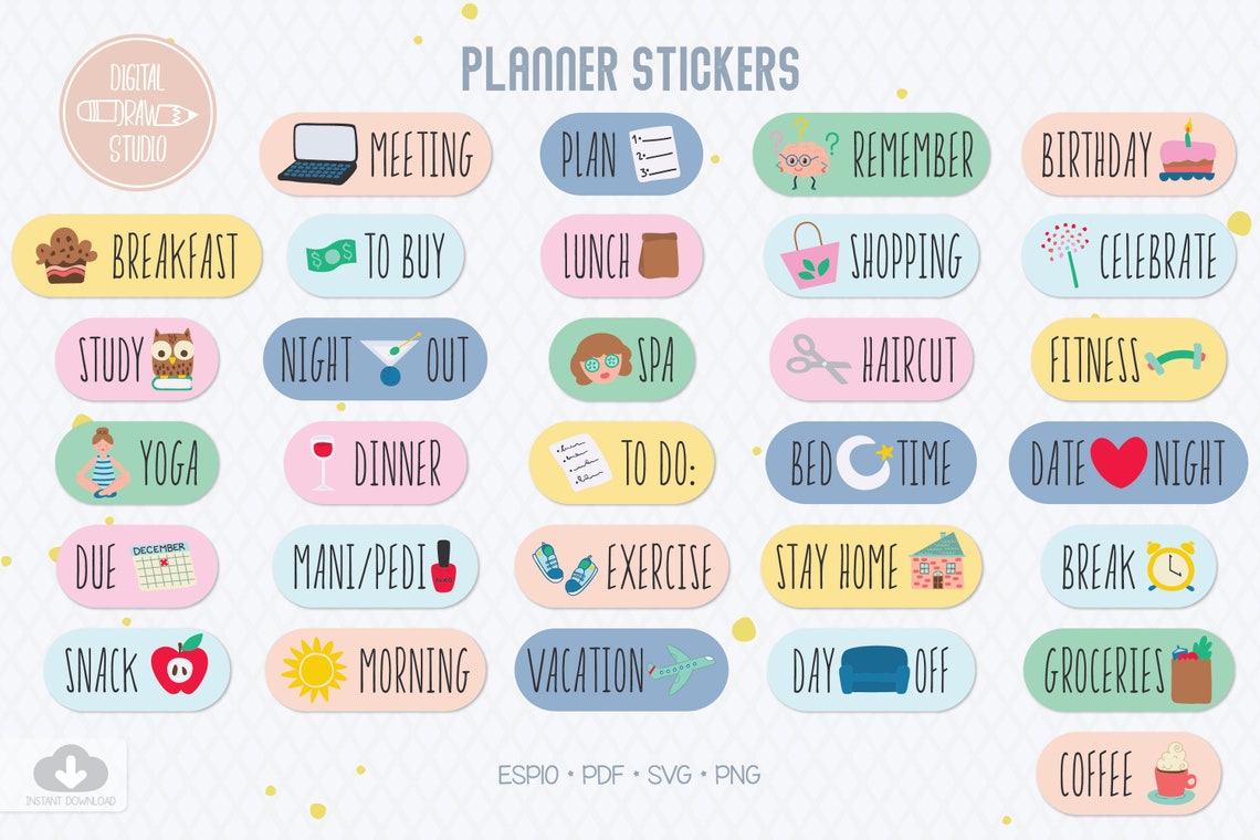 Planner Stickers DIY Digital Planner & Printable Organizer | Etsy