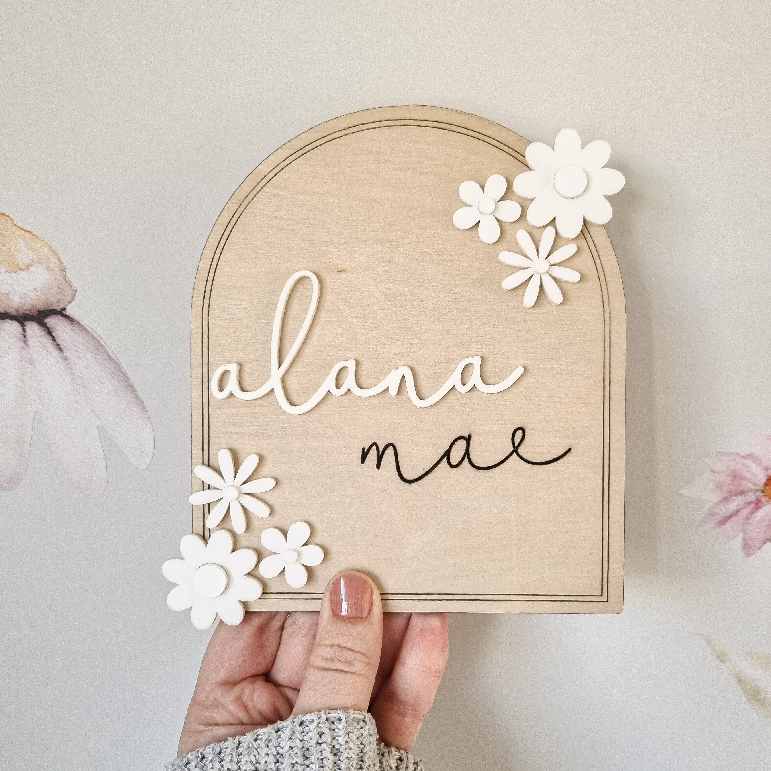 Birth Announcement Plaque Daisy Birth Announcement Disc - Etsy