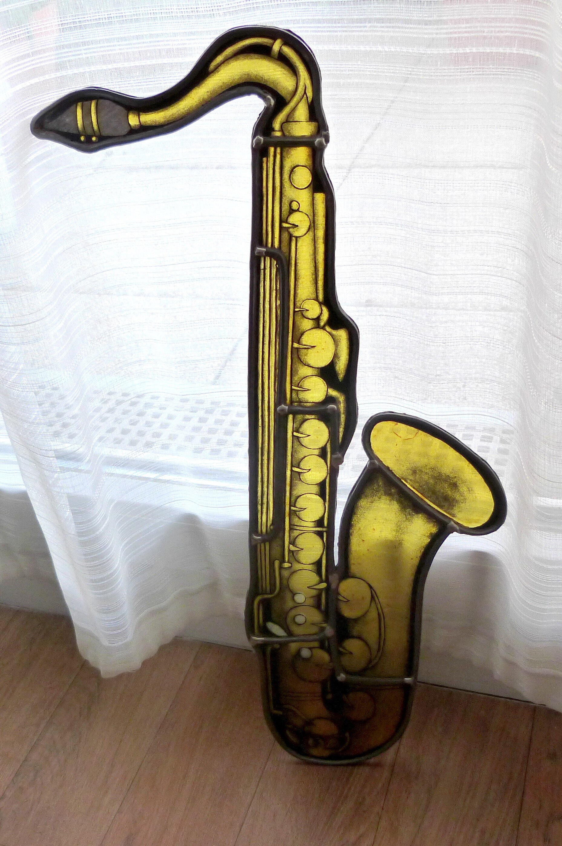 Stained glass painted saxophone | Etsy