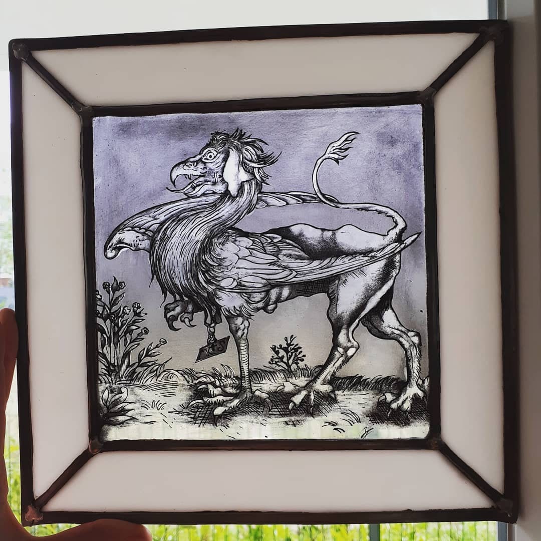 Stained Glass Paint on Scribble Glass Griffin - Etsy