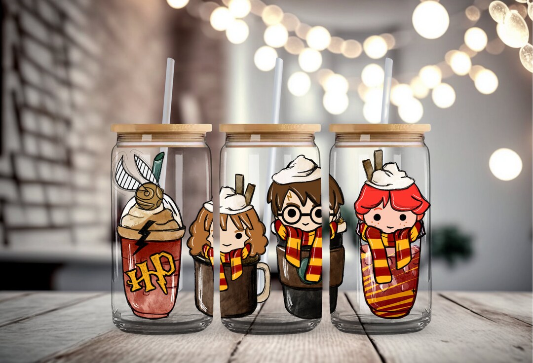 Magic Coffee Glass Can With Bamboo Lid, Wizard Coffee Can With Straw ...