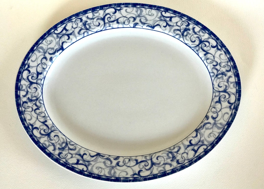 Holiday Serving Platter 14x 12 Blue Heather Vintage oneida - Etsy