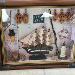 Ship Diorama, Vintage Ship Shadow Box Wall Hanging - Etsy