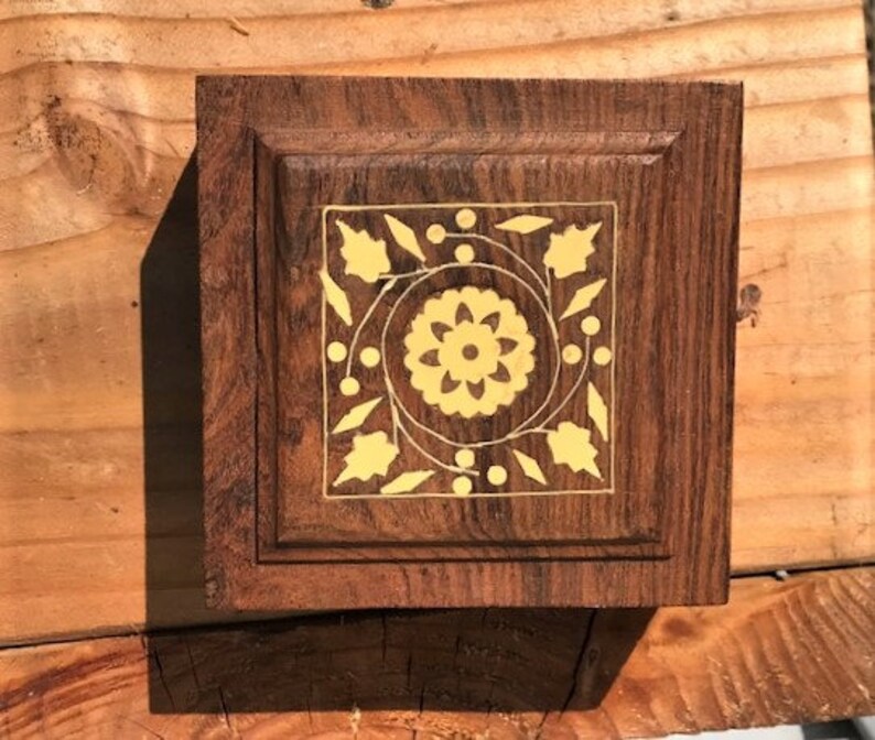 Hand Carved & Gold Inlay Wooden Box Made in India - Etsy