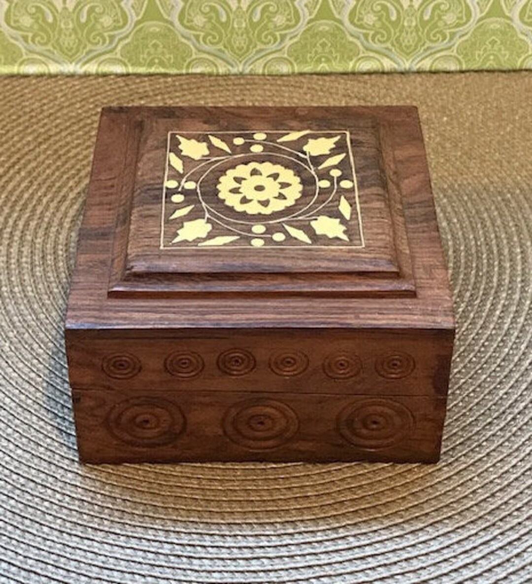 Hand Carved & Gold Inlay Wooden Box Made in India - Etsy