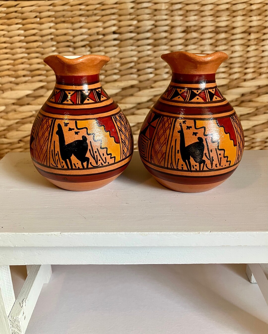 Llama Cruet Set Peruvian Clay Mini Pitchers - Etsy