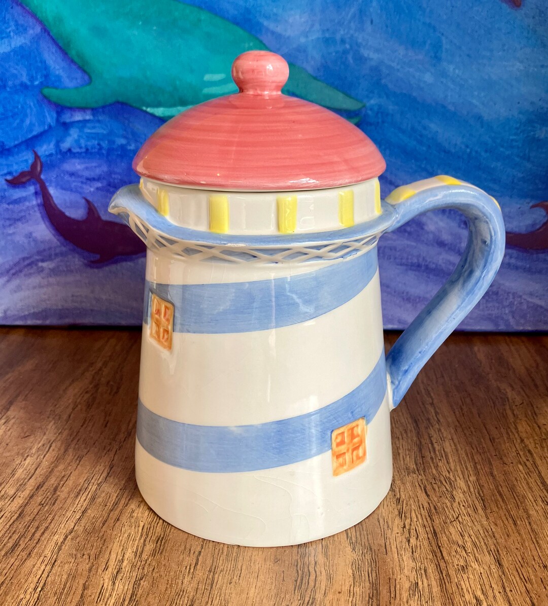 Lighthouse Ceramic Pitcher, Large Vintage Novelty Pitcher, Coastal ...