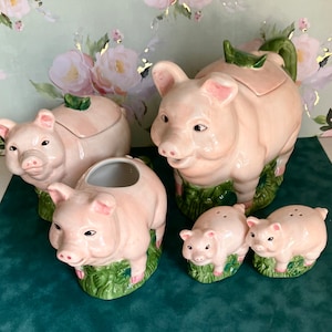 Pig Family Tea Service, Ceramic Novelty Country House Decor - Etsy
