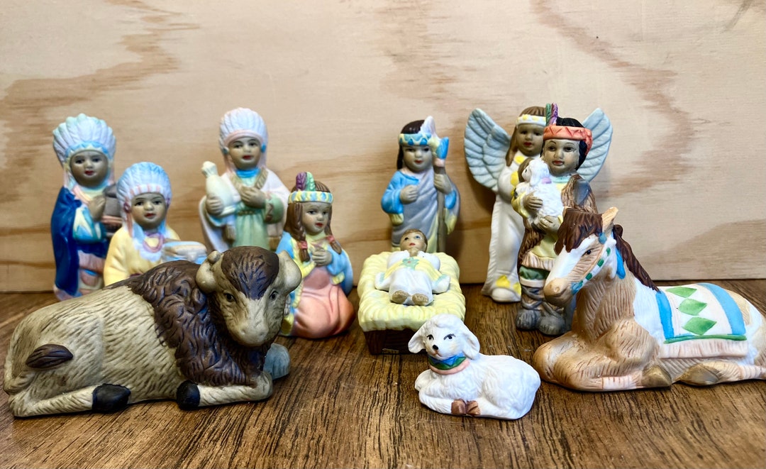 Native American Miniature Nativity Ceramic Figurines 3 Scale, 11 Piece ...