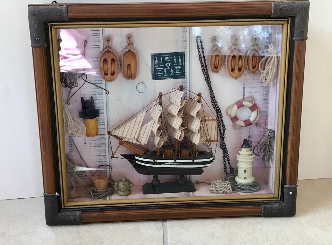 Ship Diorama, Vintage Ship Shadow Box Wall Hanging - Etsy