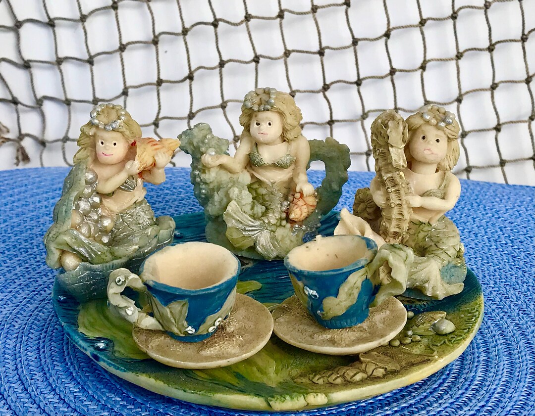Miniature Mermaid Resin Tea Set Vintage 1980s - Etsy