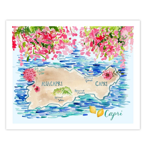Map of Capri Italy - Etsy