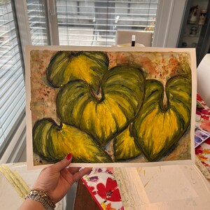 Hostas Leaves Painting Original Watercolor Painting Foliage Wall Art ...