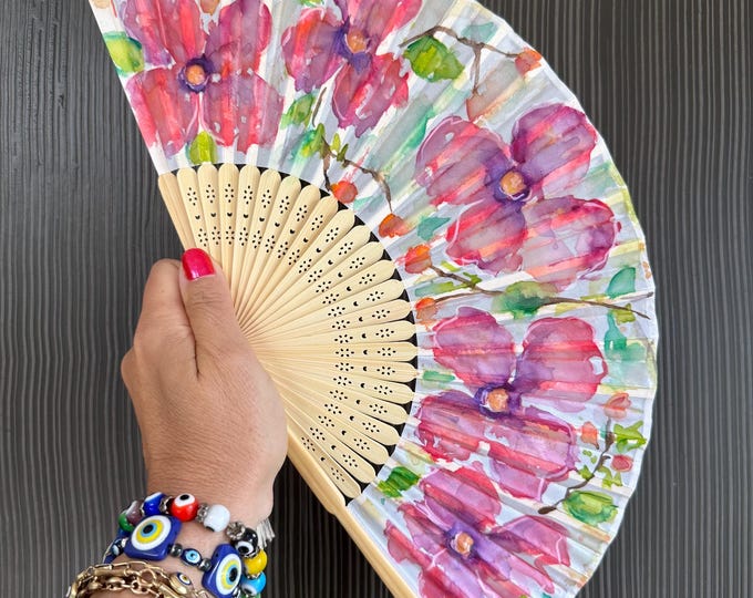 Vintage Chinese Paper Hand Fans Butterfly Flowers Roses Branches - Made ...